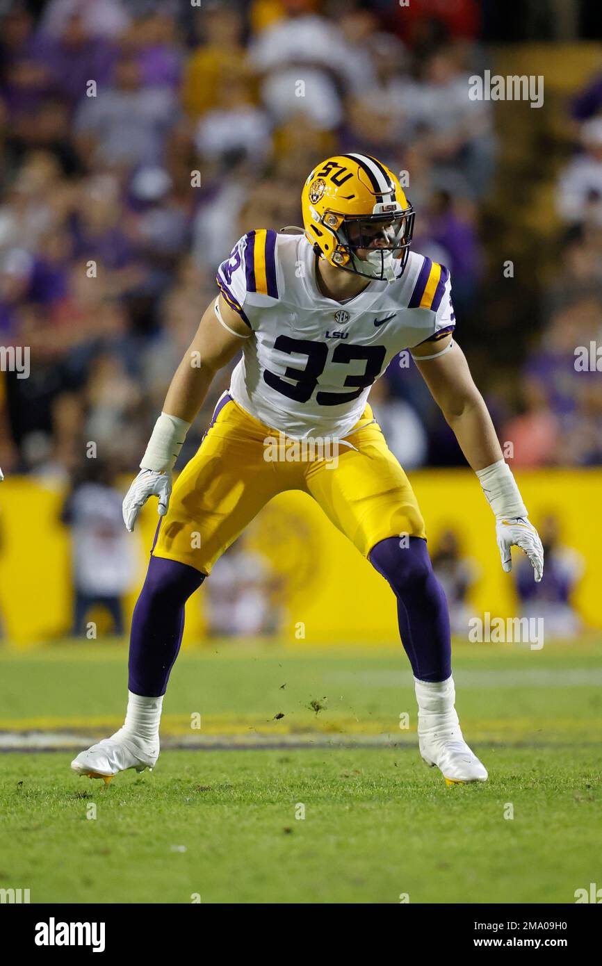 LSU linebacker West Weeks (33) during the first half of an NCAA college ...
