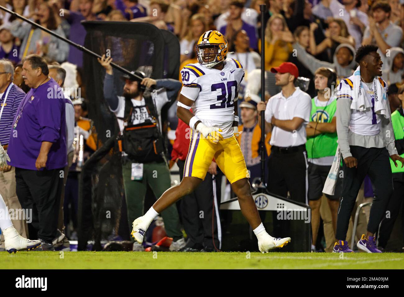 LSU linebacker Greg Penn III (30) during the first half of an NCAA ...