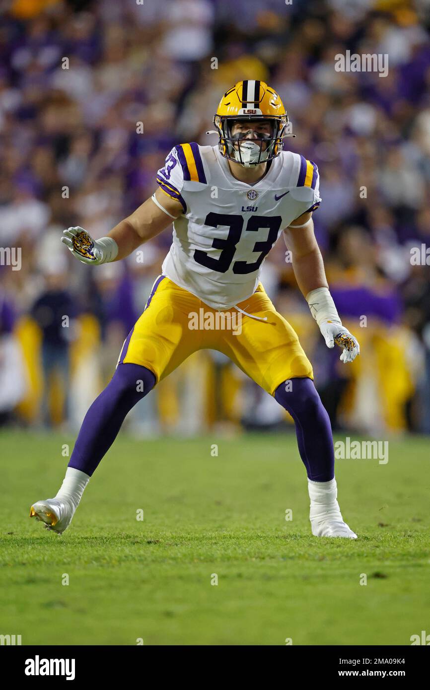 LSU linebacker West Weeks (33) during the first half of an NCAA college ...