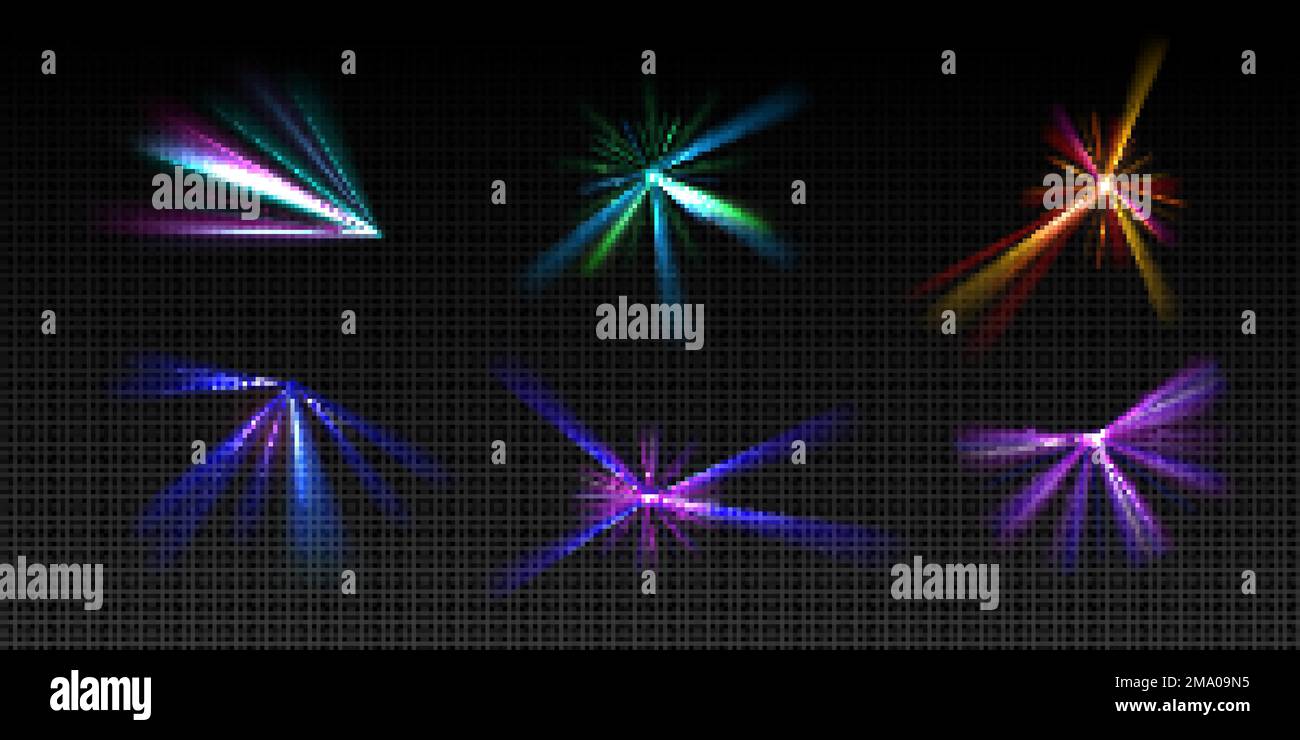 Bright light beams, laser rays, neon glow effect. Abstract flares ...