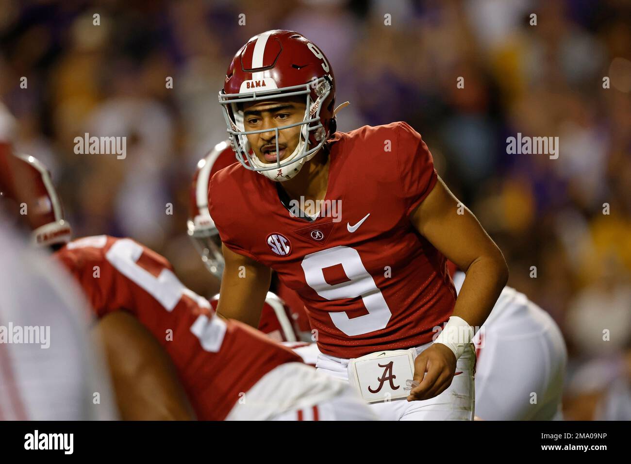 Alabama quarterback Bryce Young (9) during the first half of an NCAA ...