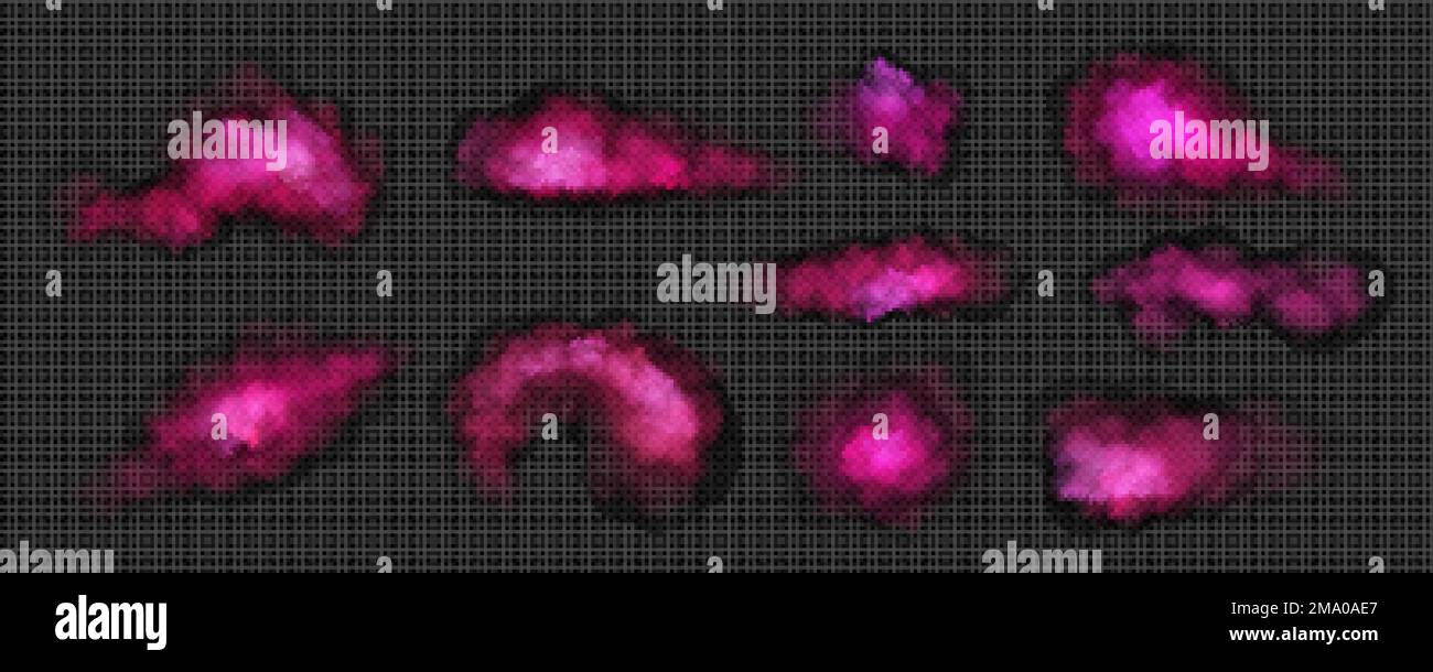 Pink clouds of smoke, fog or steam. Magic dust splashes, color powder ...