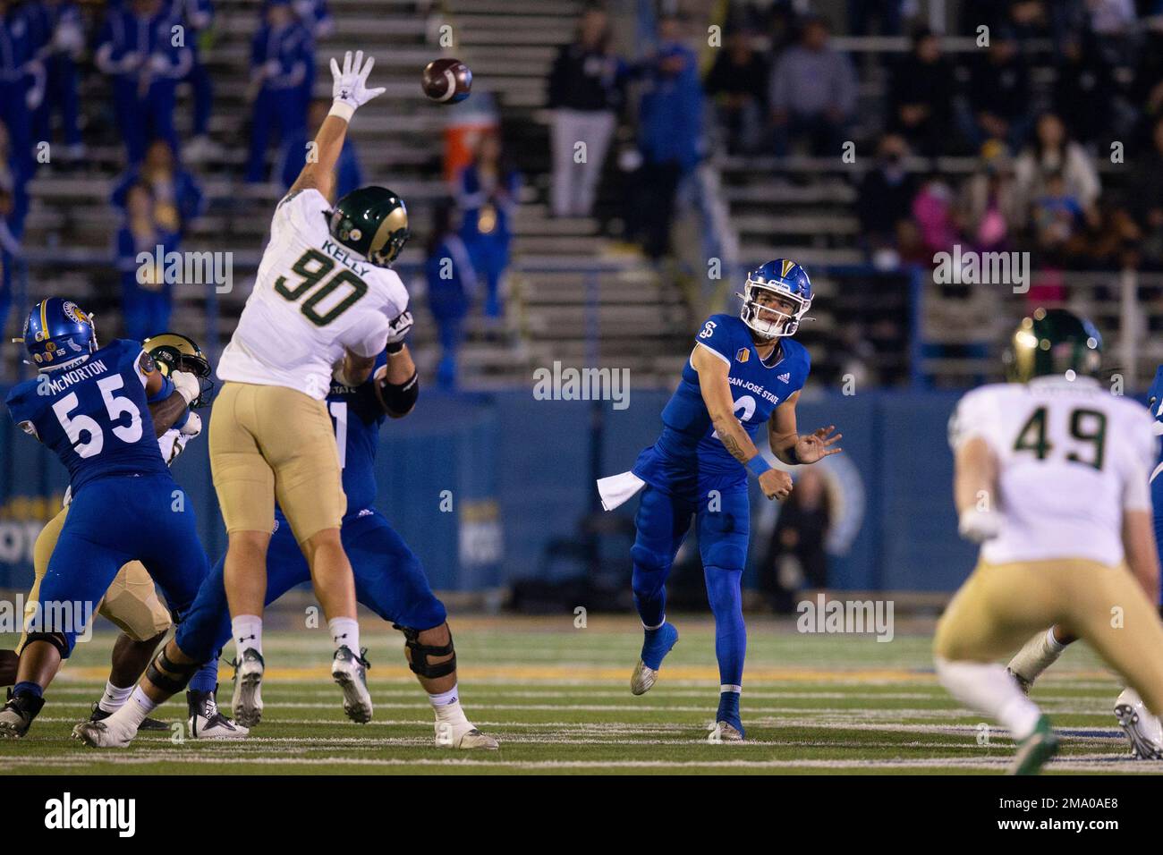 San Jose State quarterback Chevan Cordeiro (2) passes over Colorado ...