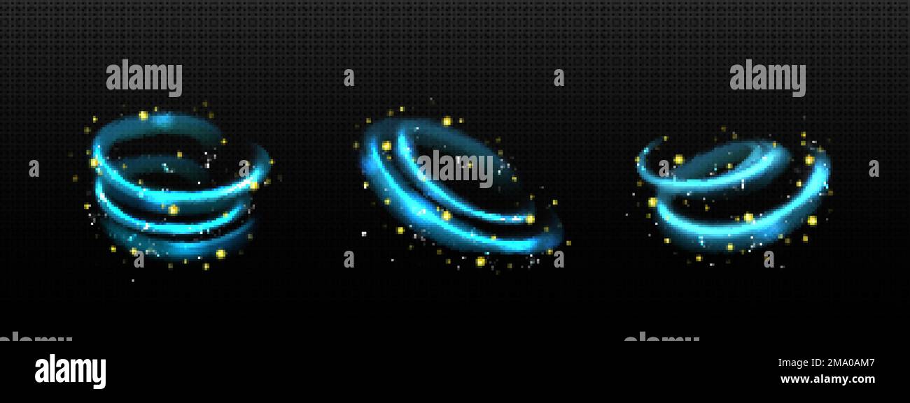 Magic light effect, blue air or wind flow with twinkle stars. Glow ...