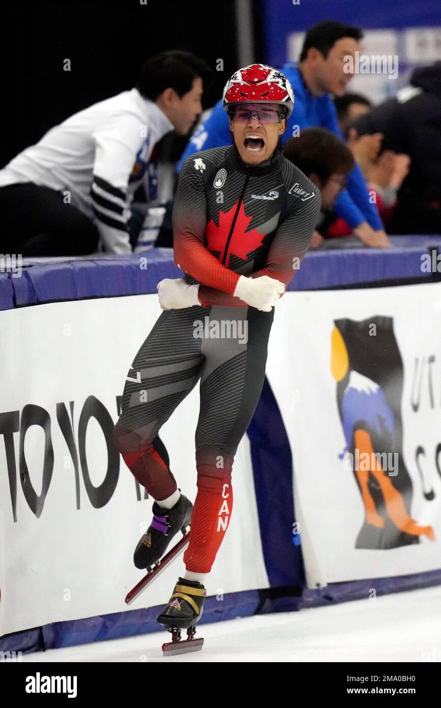 First-place finisher Jordan Pierre-Gilles, of Canada, celebrates ...