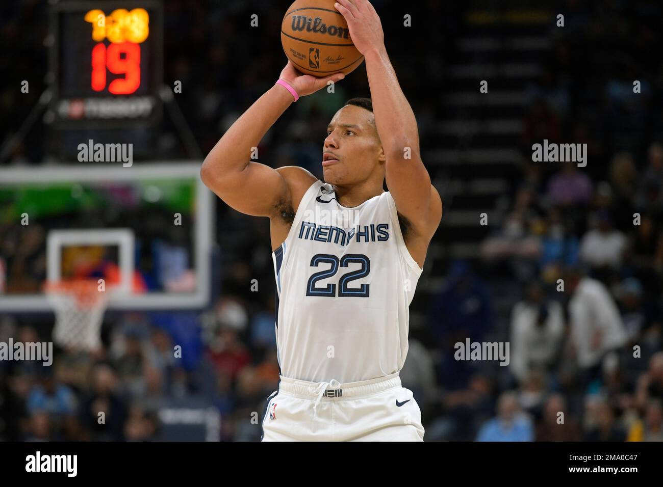 Memphis Grizzlies guard Desmond Bane (22) shoots the ball in the first ...