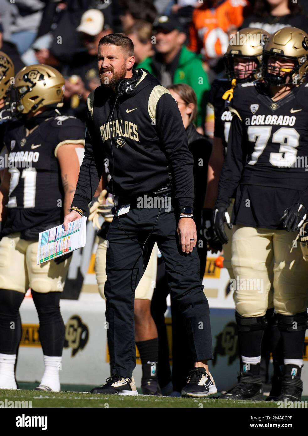 Colorado head coach Mike Sanford in the first half of an NCAA college ...