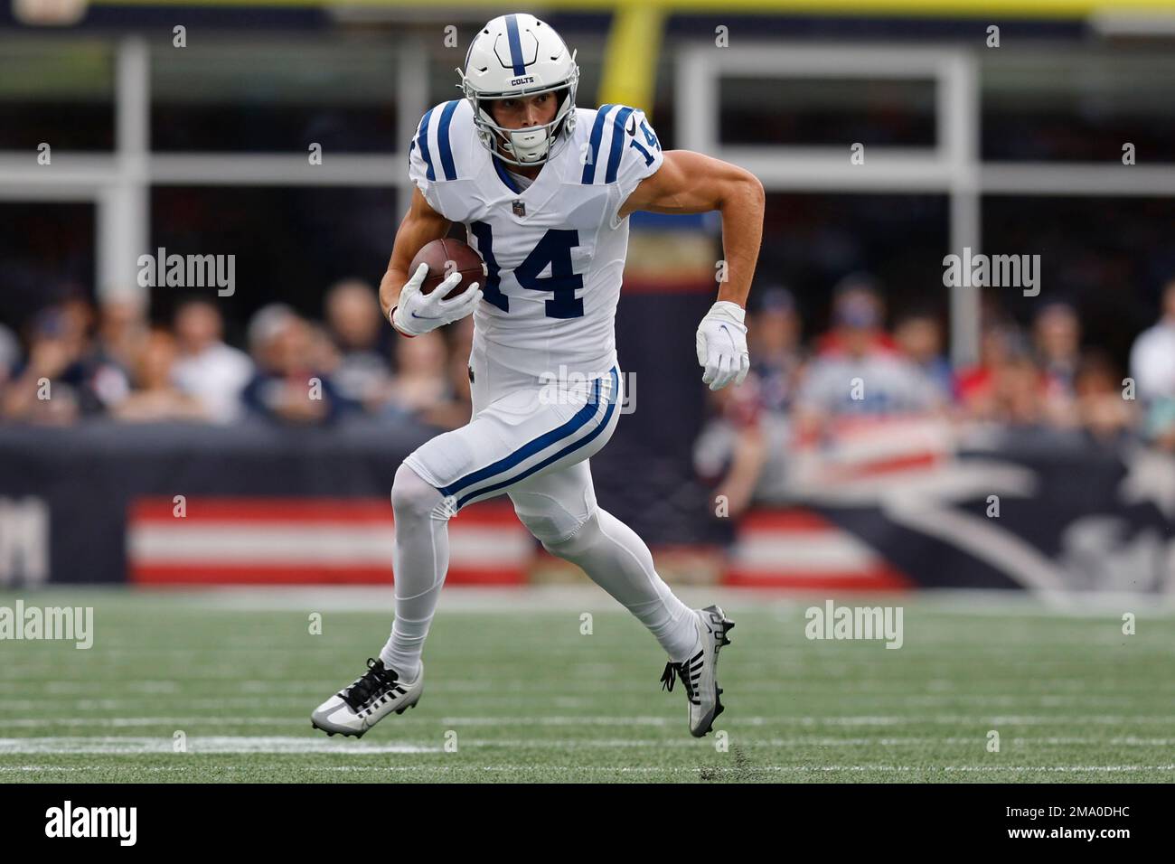 Indianapolis Colts wide receiver Alec Pierce (14) runs with the ball ...