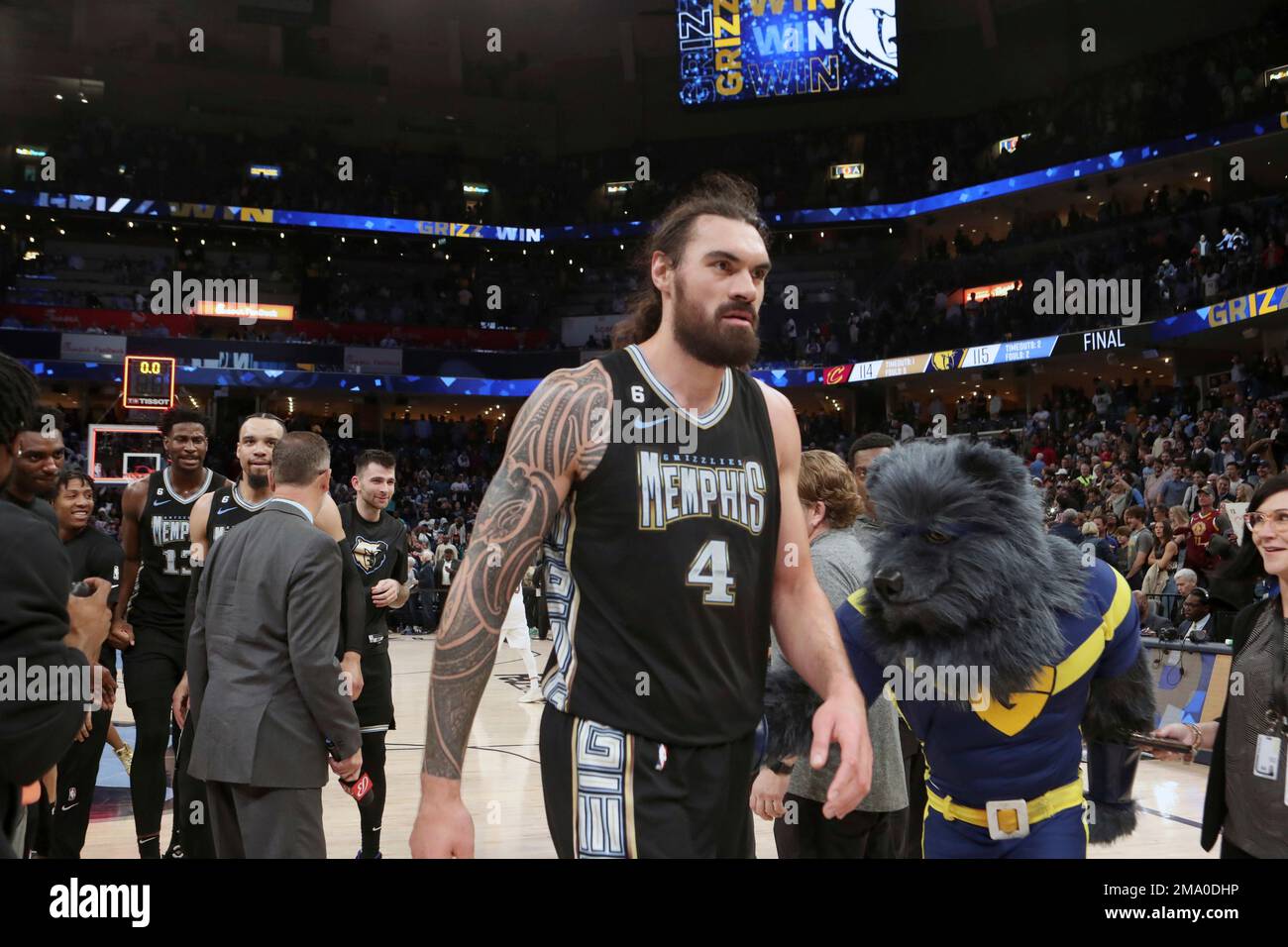 Memphis Grizzlies Steven Adams (4) walks off the court after the win ...