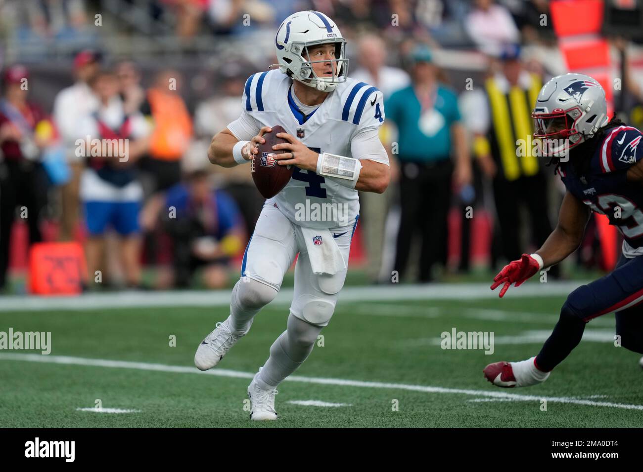 Indianapolis Colts quarterback Sam Ehlinger (4) during an NFL football ...