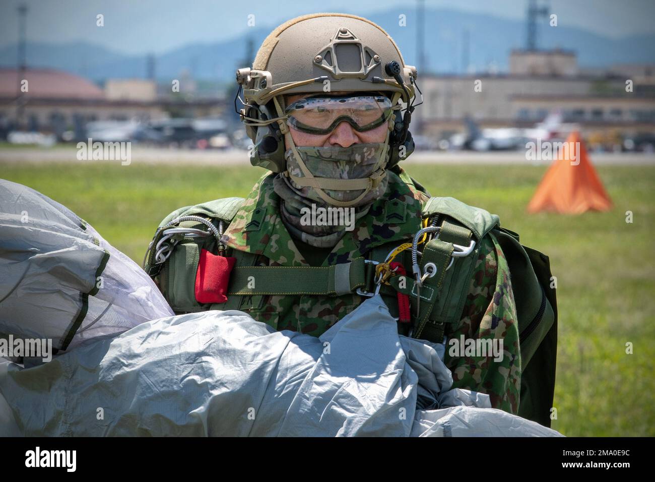 A Japan Ground Self-Defense Force paratrooper assigned to the 1st ...