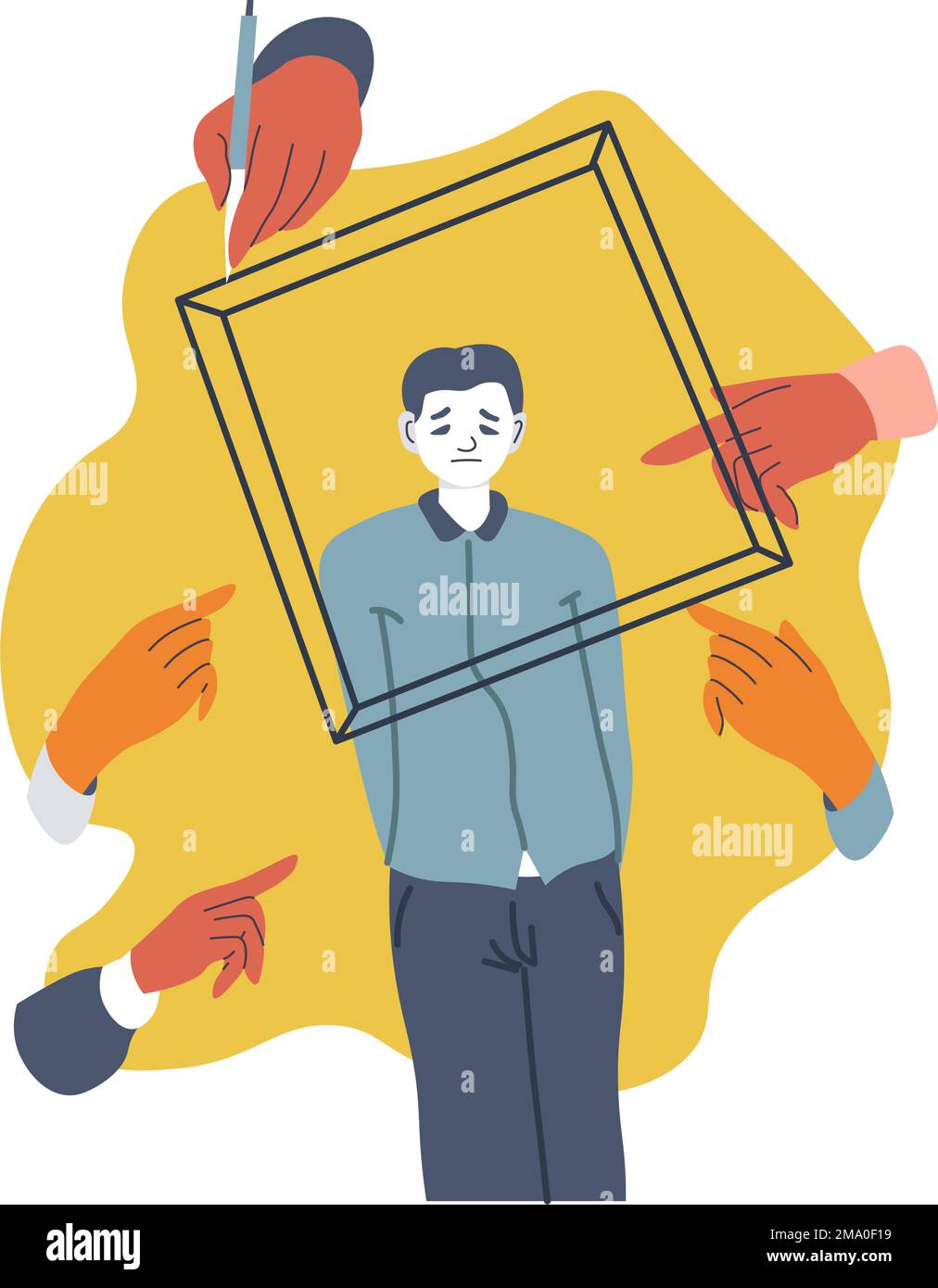 Social unacceptance and bullying of upset male character in frame ...