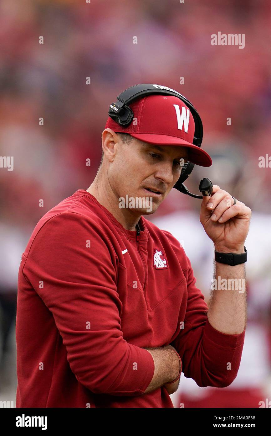 Washington State head coach Jake Dickert stands on the sideline during ...