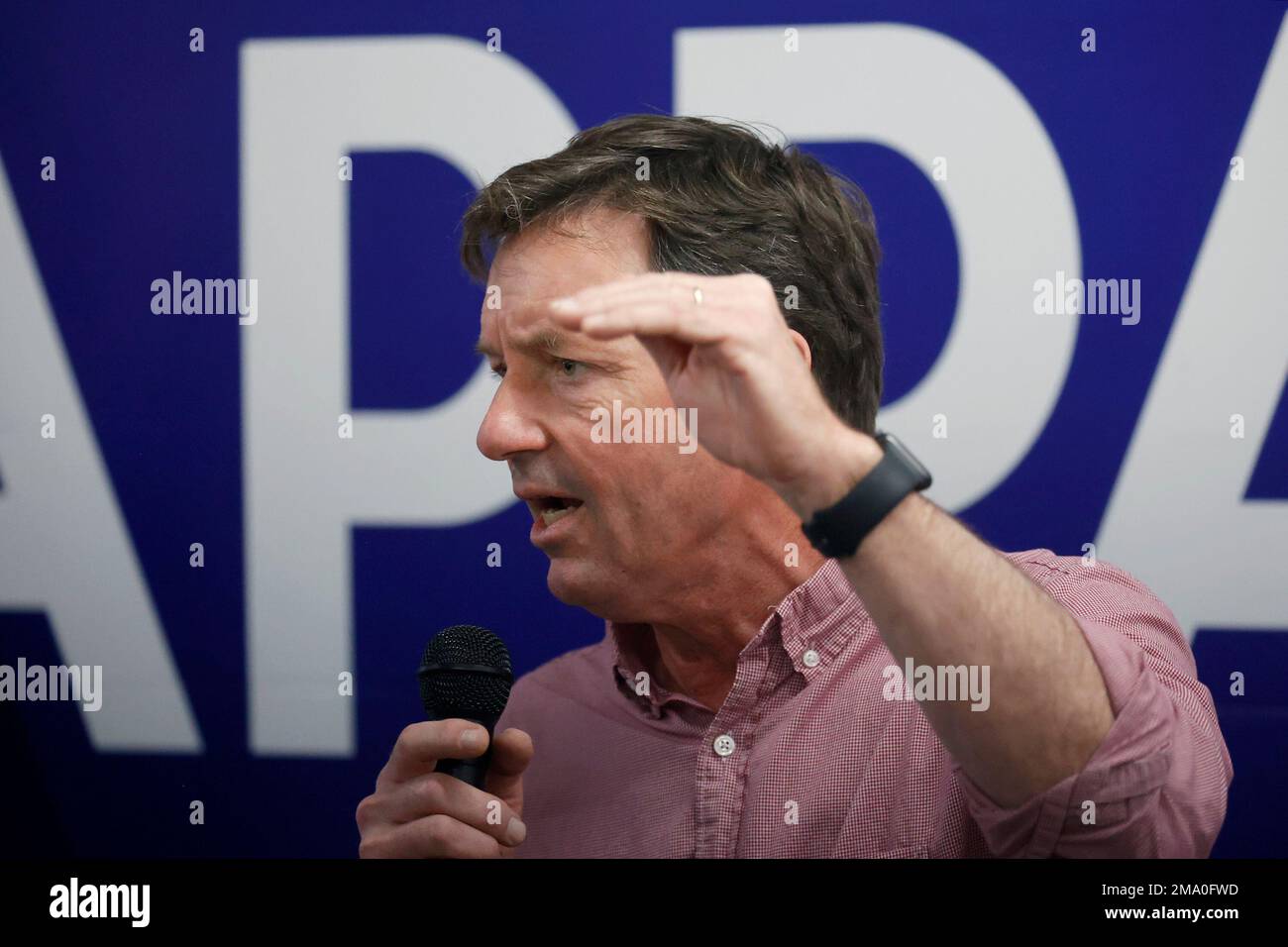 New Hampshire Democratic gubernatorial candidate Dr. Tom Sherman speaks during a canvass kickoff ...