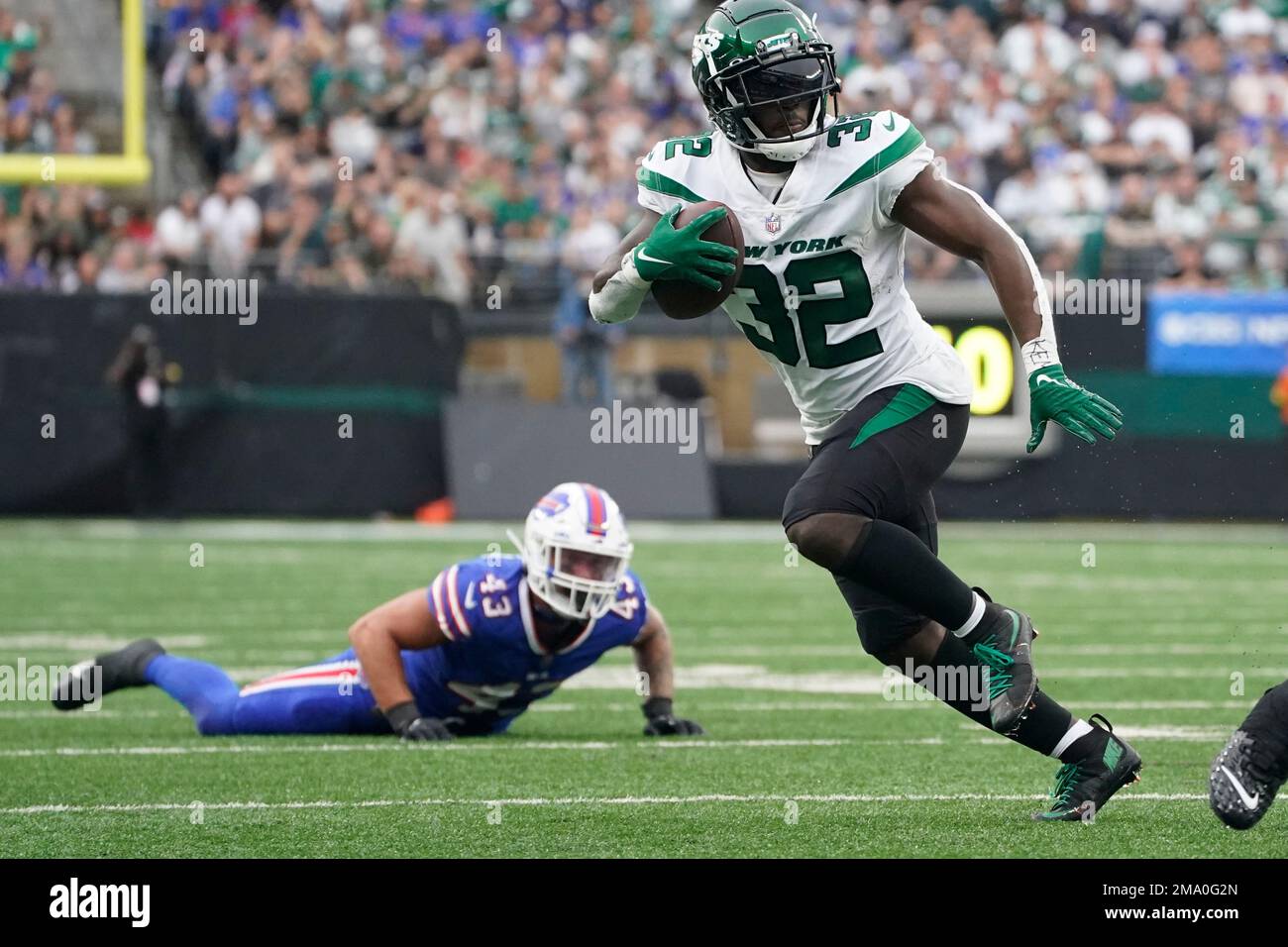 Buffalo Bills linebacker Terrel Bernard (43) watches as New York Jets ...