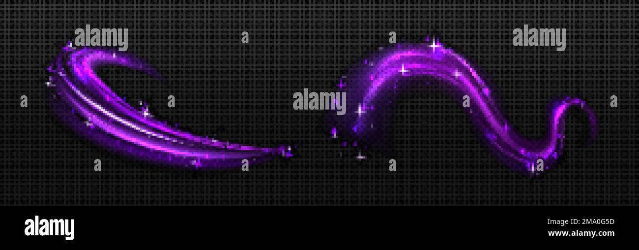 Magic light effect, purple air or wave wind flow with twinkle stars ...