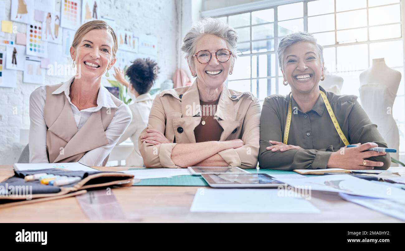 Design team, portrait and business meeting of a fashion marketing group ...