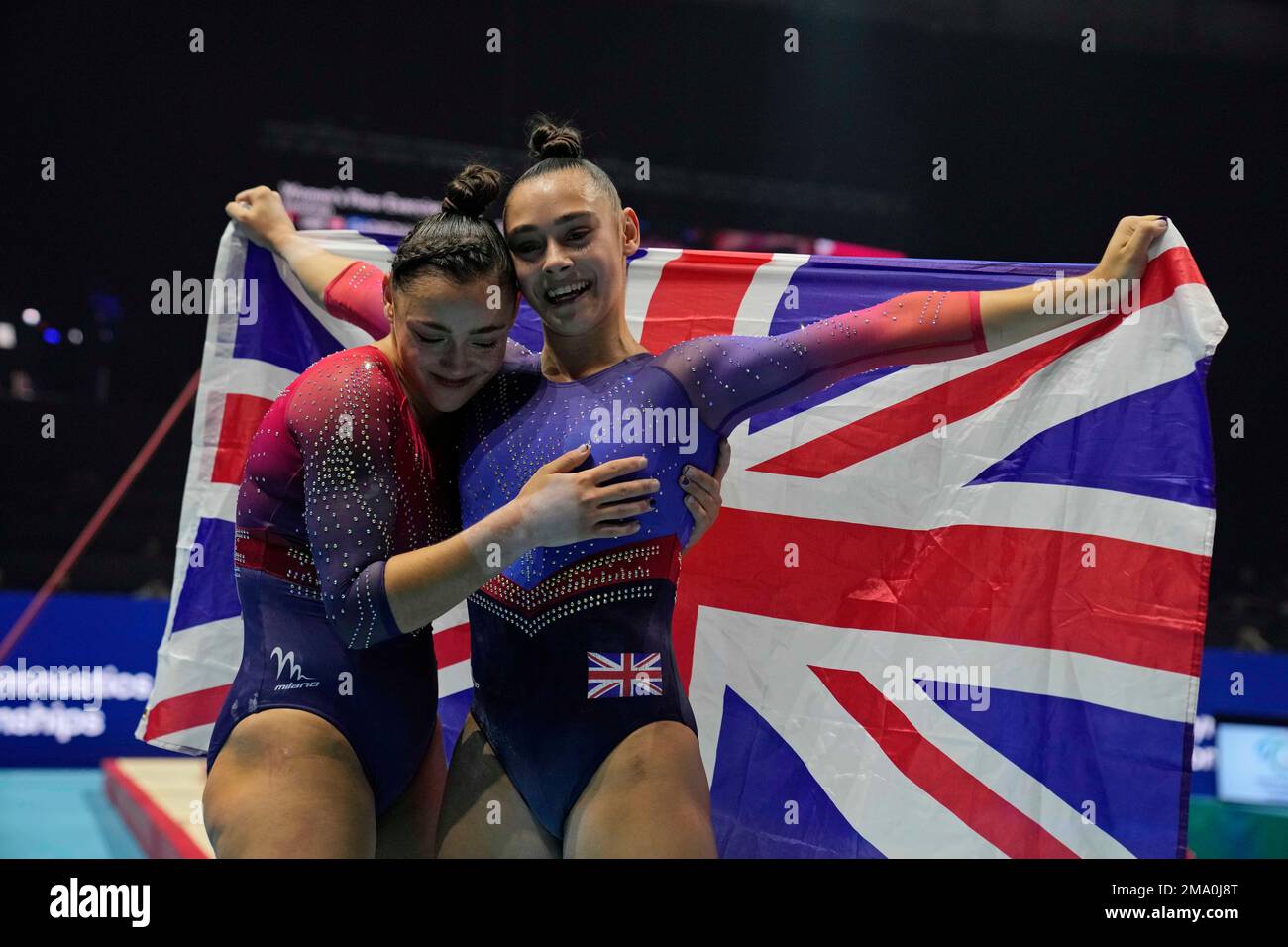 Britain's Jessica Gadirova, right, celebrates with compatriot Jennifer ...