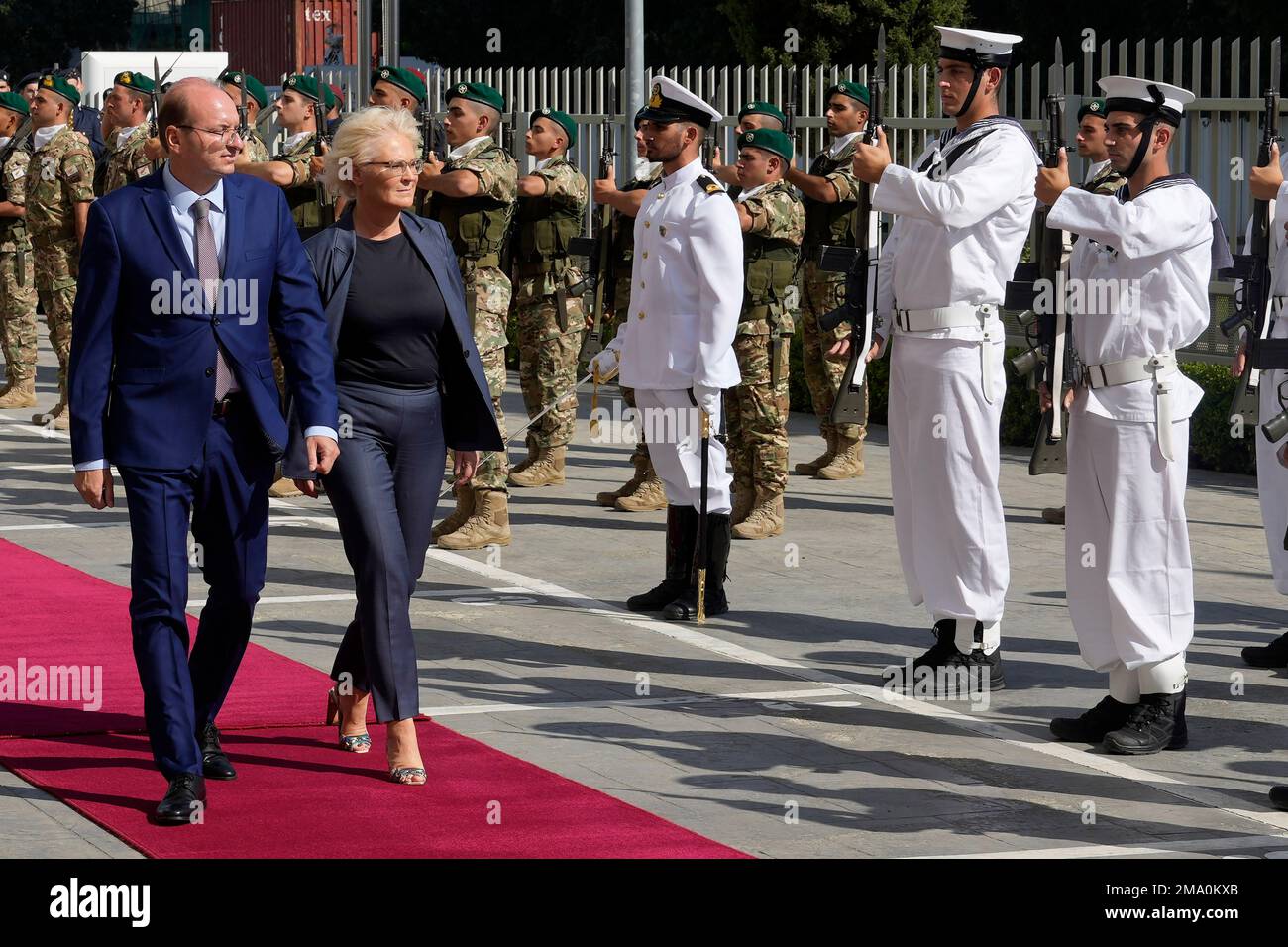 Cyprus' defense minister Charalambos Petrides, left, and his Germany ...