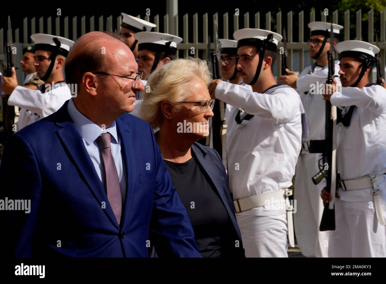 Cyprus' defense minister Charalambos Petrides, left, and his Germany ...