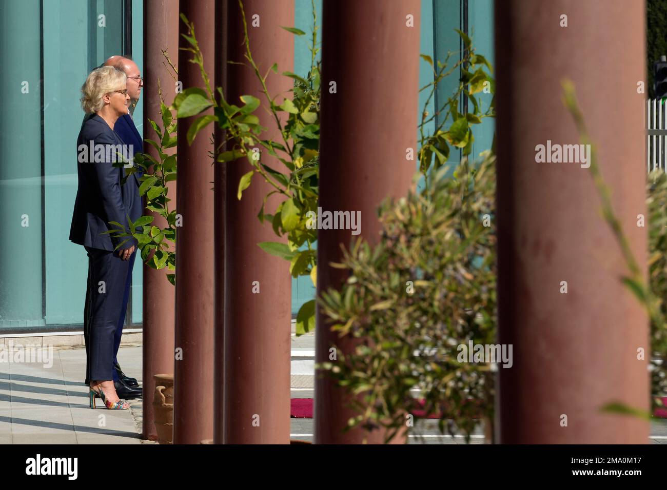 Cyprus' defense minister Charalambos Petrides, rear, and his Germany ...