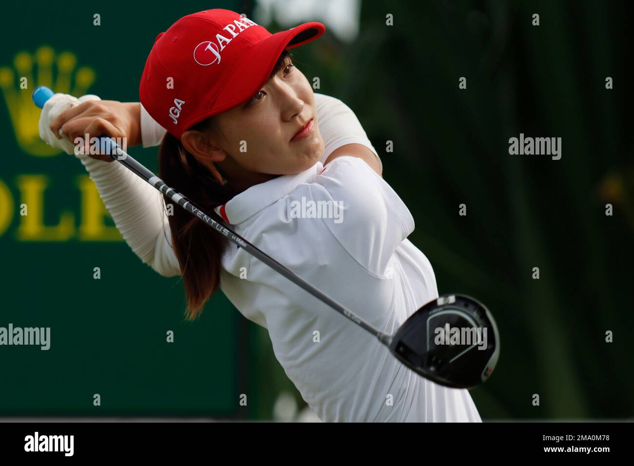 Saki Baba of Japan tees off on the 10th hole during the final round of ...