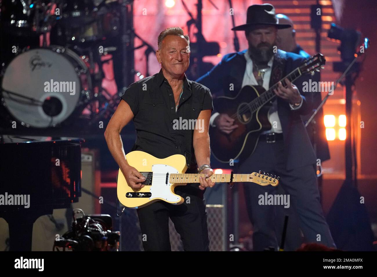 Bruce Springsteen performs a tribute to Jerry Lee Lewis during the Rock ...