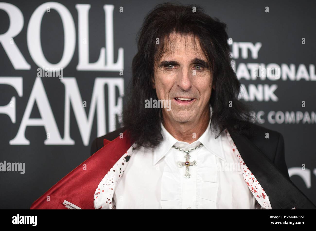 Alice Cooper poses in the press room during the Rock & Roll Hall of ...