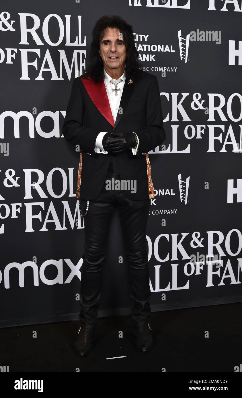 Alice Cooper poses in the press room during the Rock & Roll Hall of ...