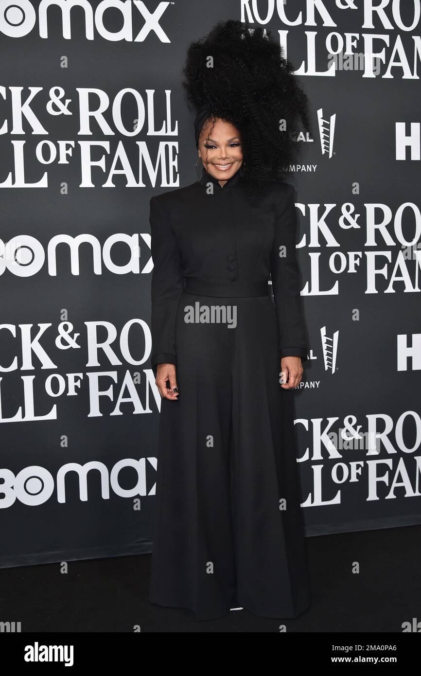 Janet Jackson poses in the press room during the Rock & Roll Hall of ...