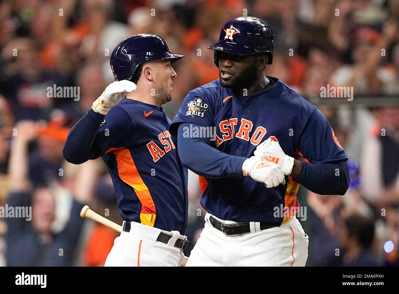 Houston Astros' Yordan Alvarez celebrates his three-run home run during ...