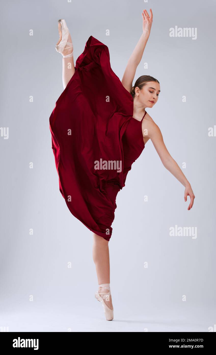 Ballet, talent and woman in studio for training, creative routine and ...