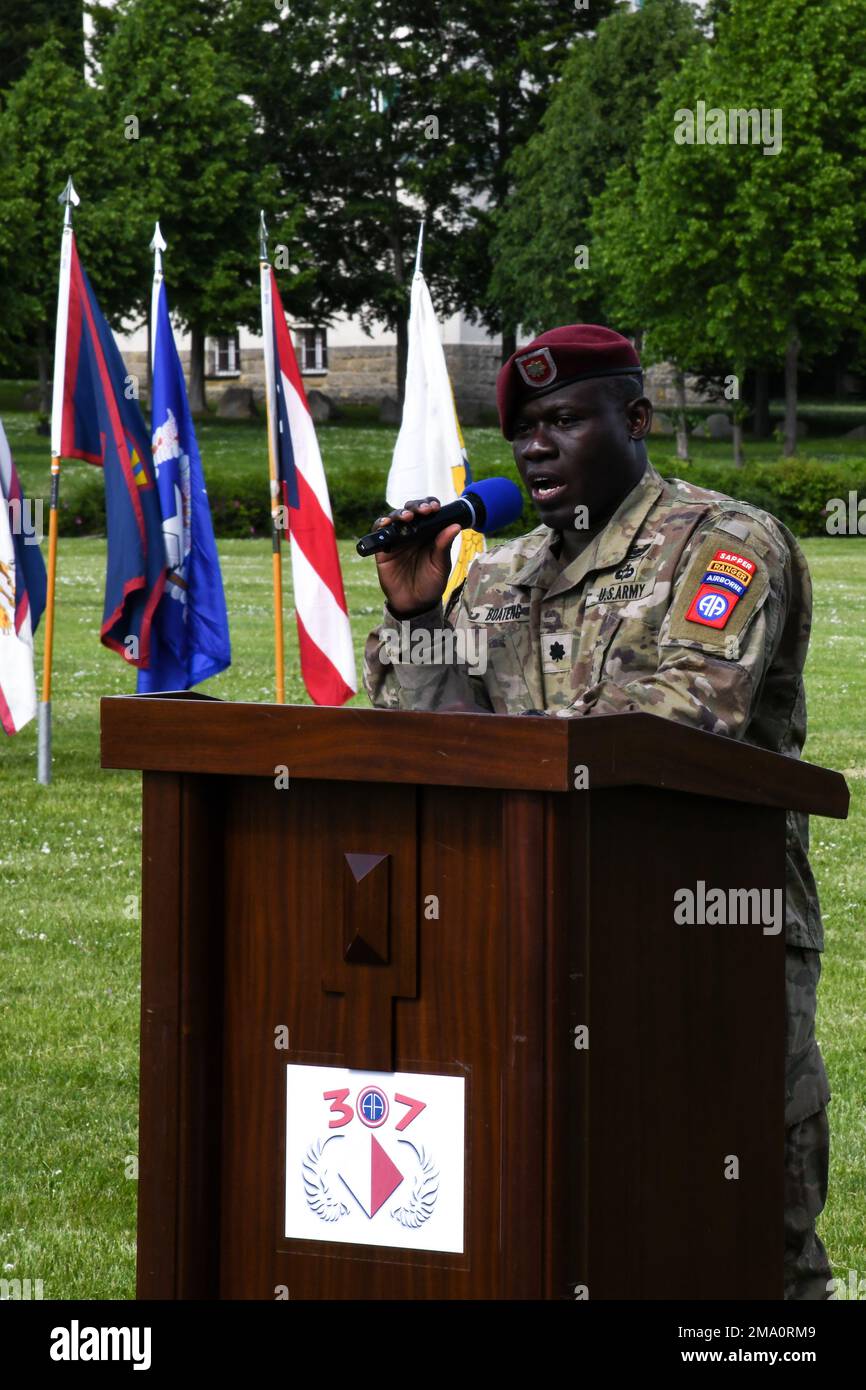 U.S. Army Lt. Col. Kwame O. Boateng, outgoing commander of the 307th ...