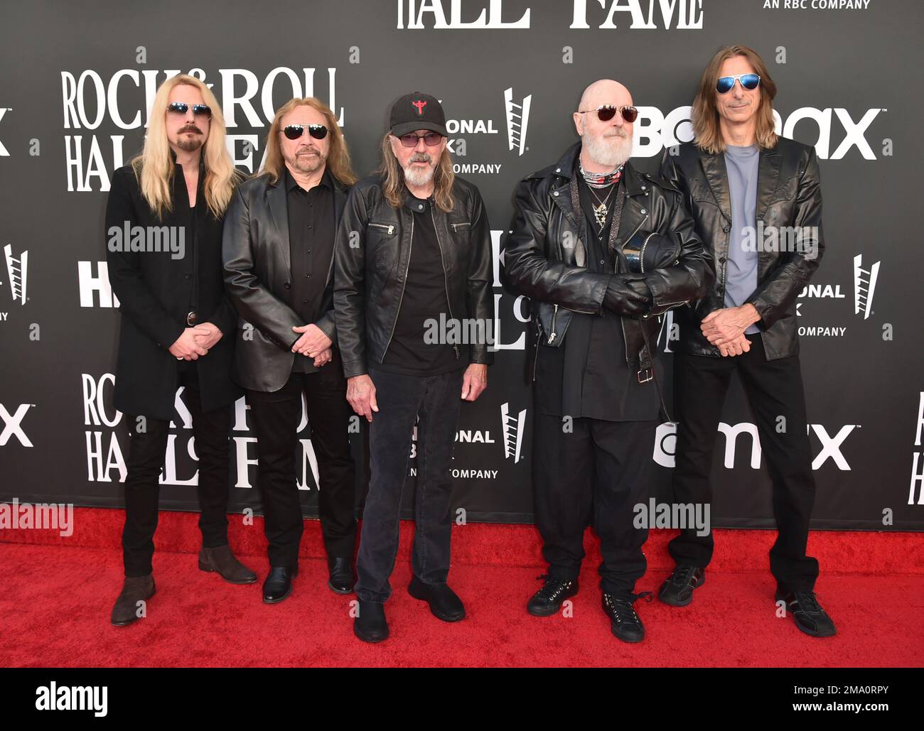 Richie Faulkner, from left, Ian Hill, Glenn Tipton, Rob Halford and ...