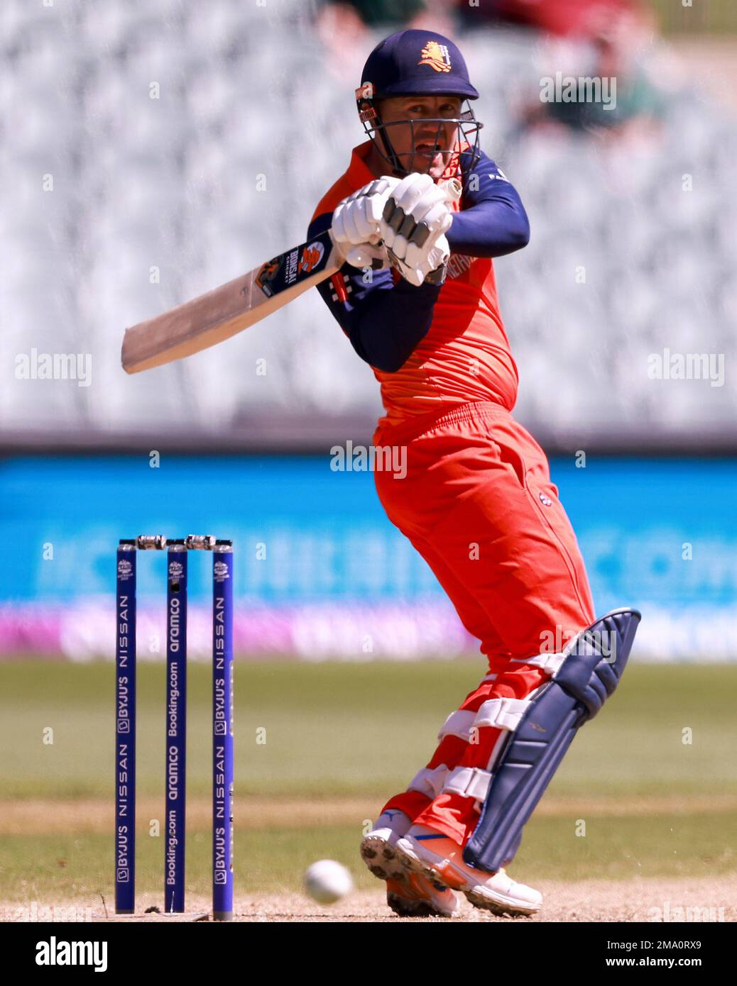 Netherlands' Stephan Myburgh bats during the T20 World Cup cricket ...
