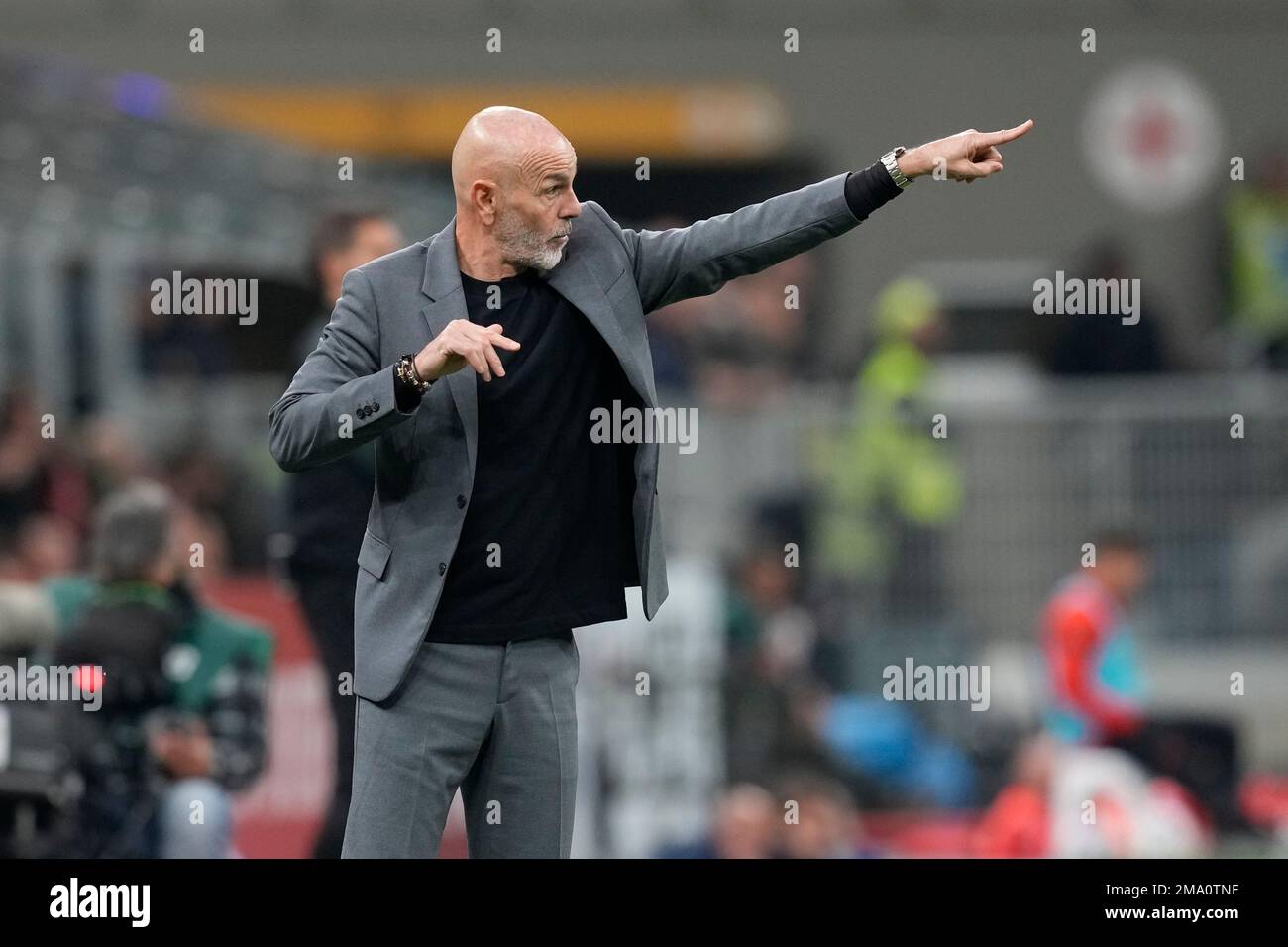 AC Milan's manager Stefano Pioli gives instructions during the Serie A ...