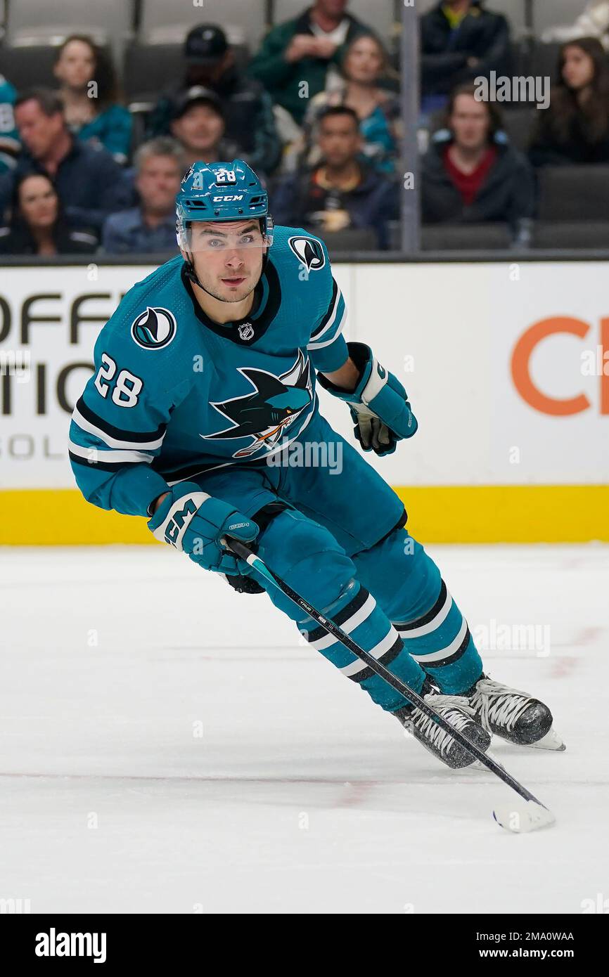 San Jose Sharks right wing Timo Meier against the Anaheim Ducks during ...