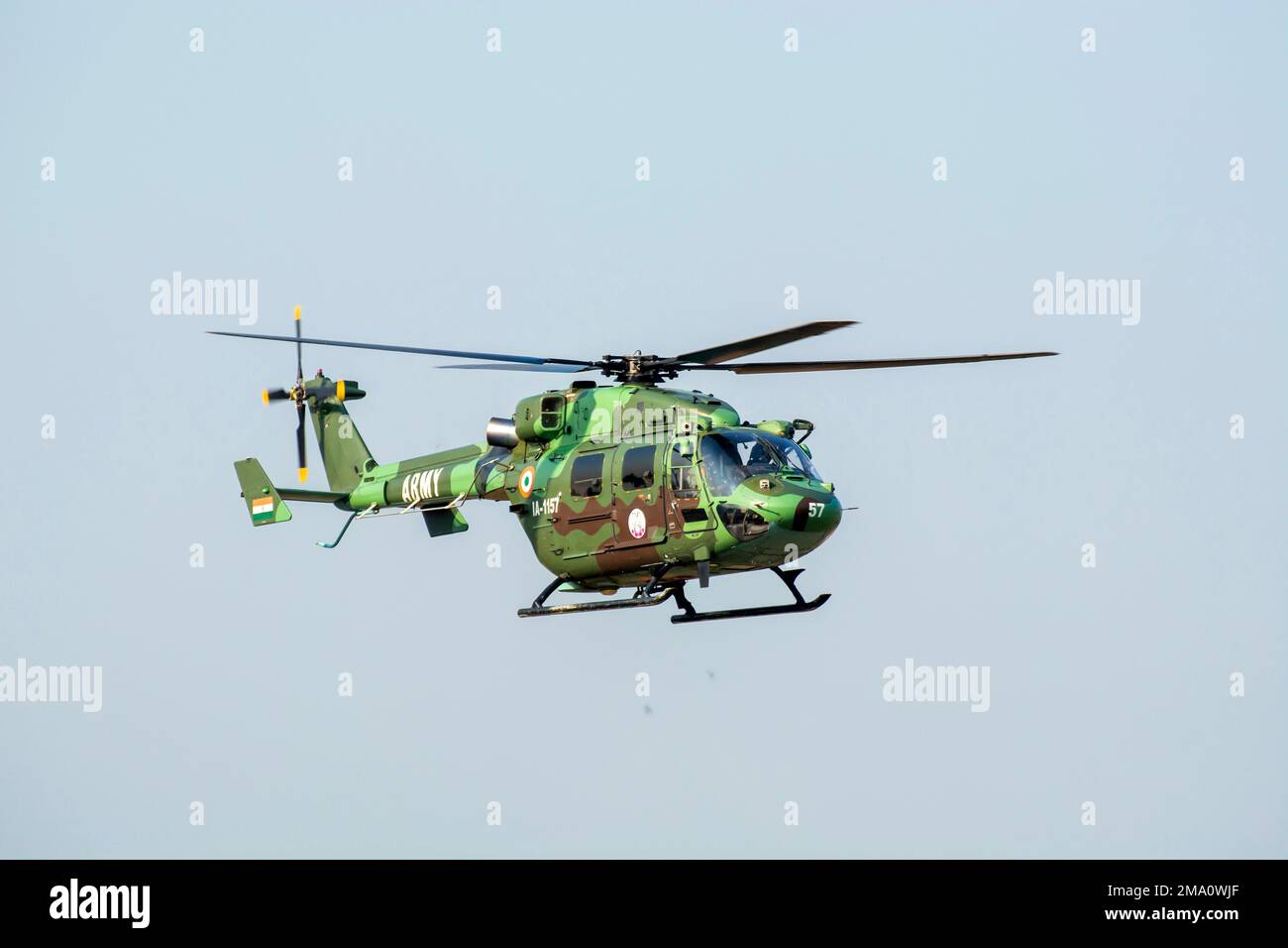 Calcutta, India - December 15, 2022: Close-up of flying chopper against ...
