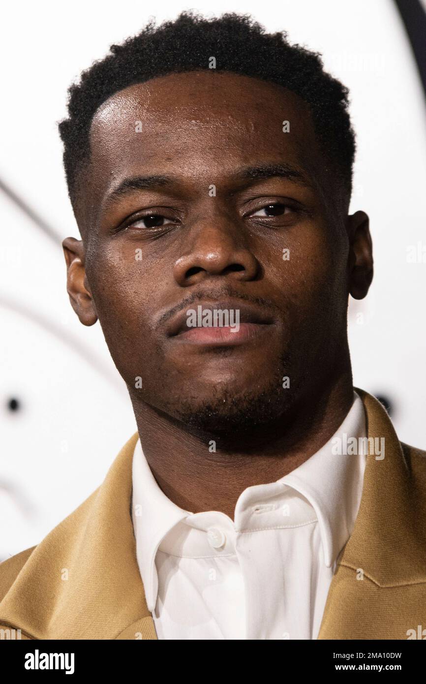 Stephen Odubola poses for photographers upon arrival for the premiere ...