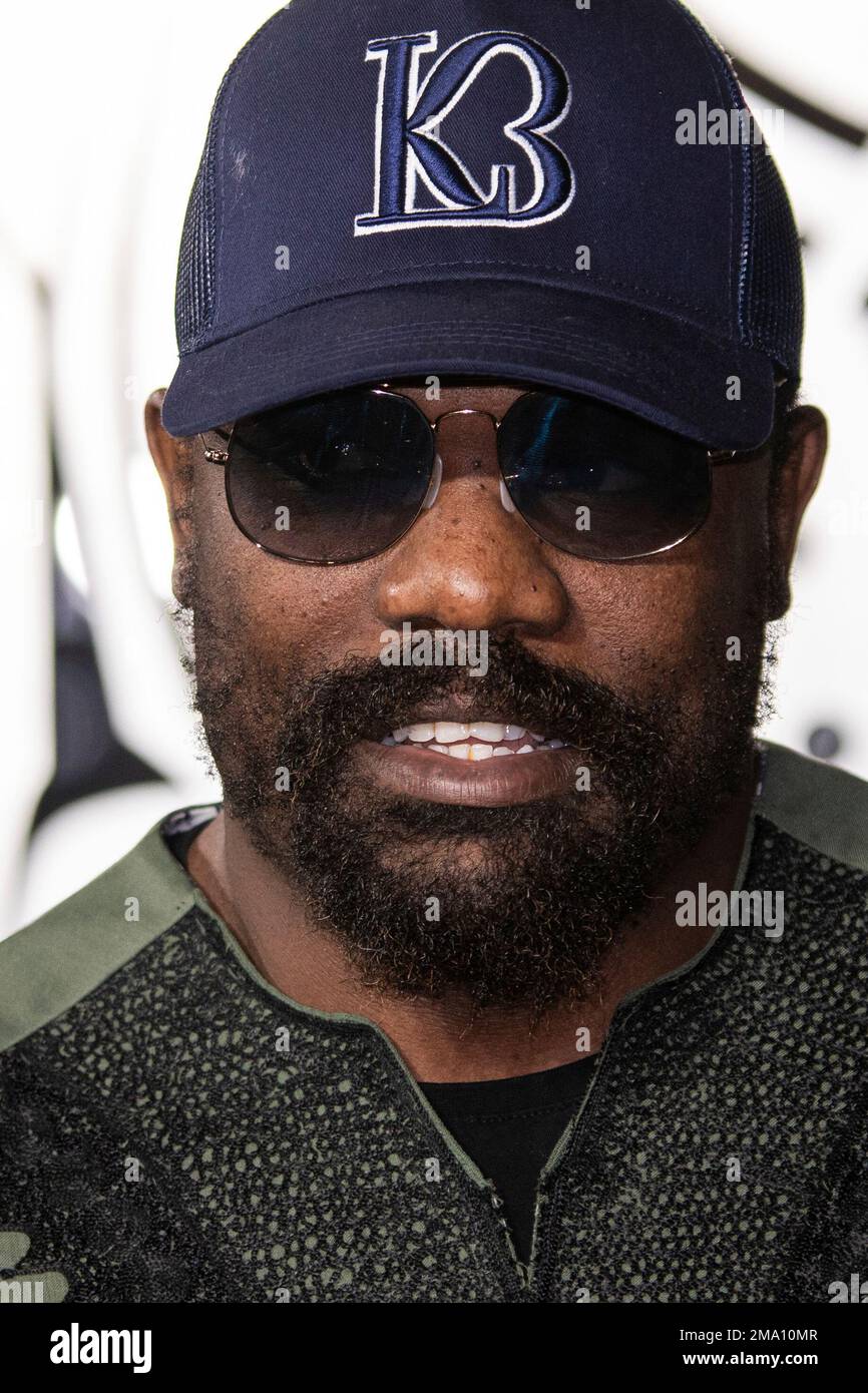 Dereck Chisora poses for photographers upon arrival for the premiere of ...