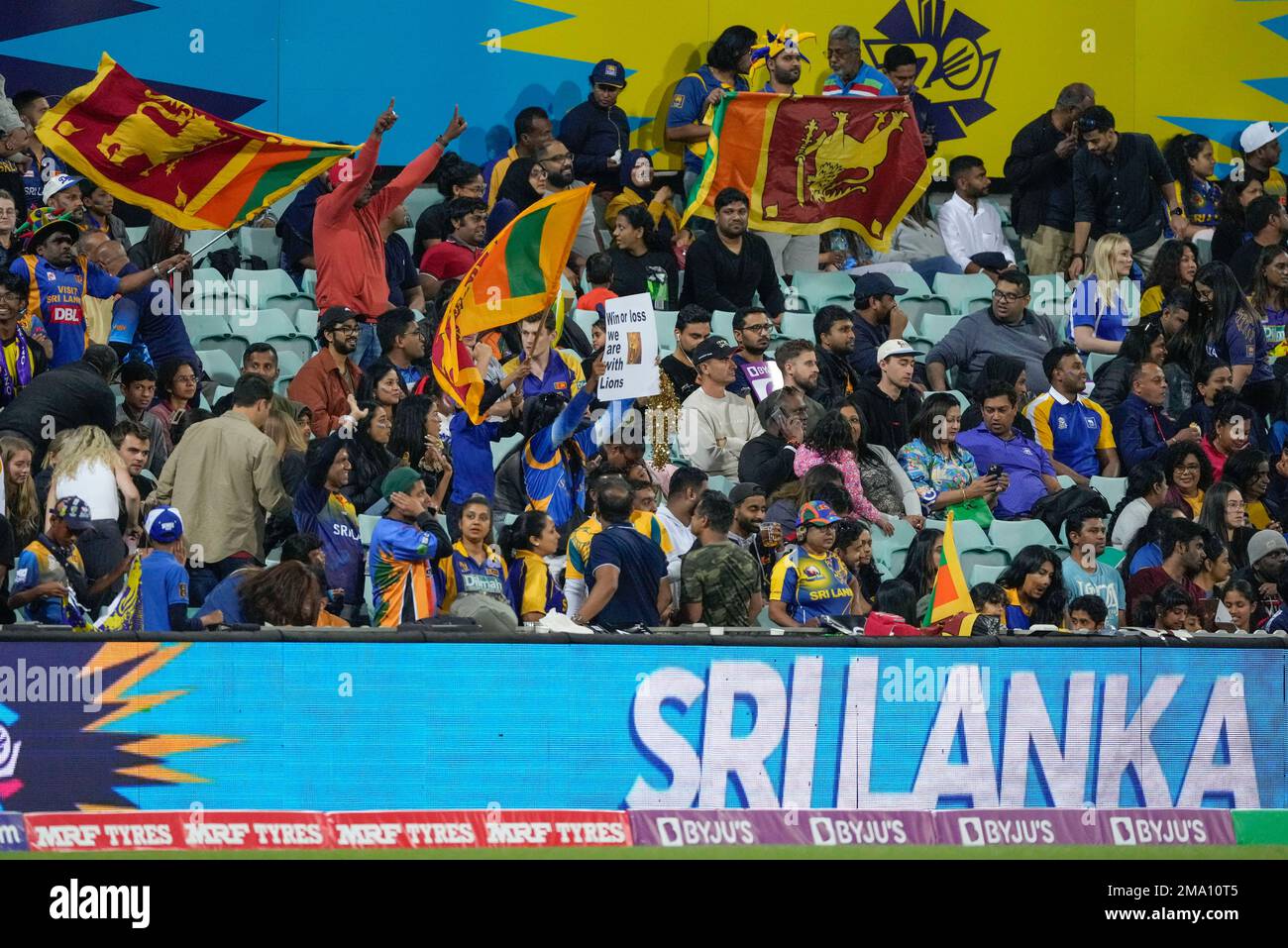 Sri Lankan fans react during the T20 World Cup cricket match between ...