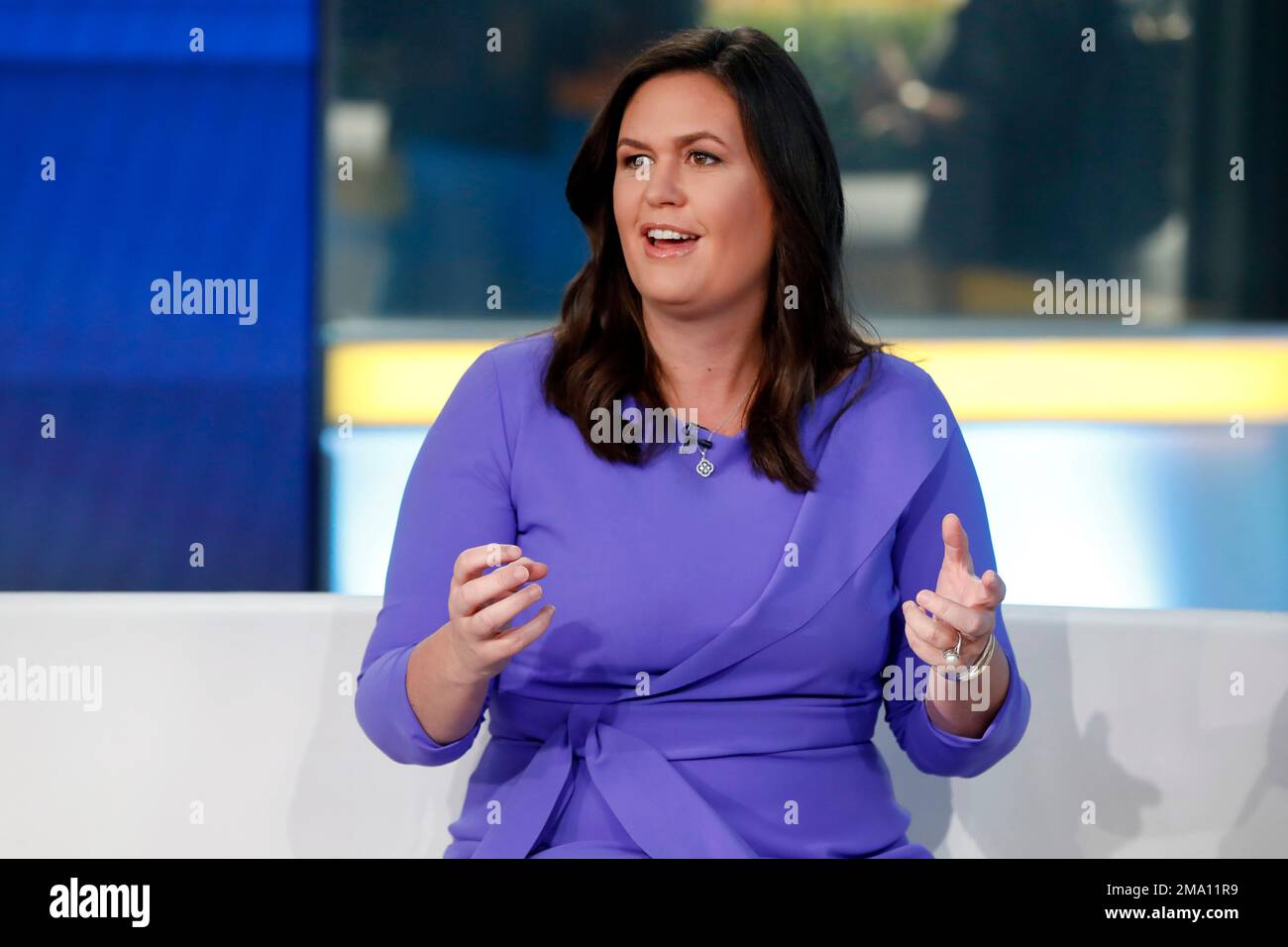 FILE - Fox News contributor Sarah Sanders makes her first appearance on ...