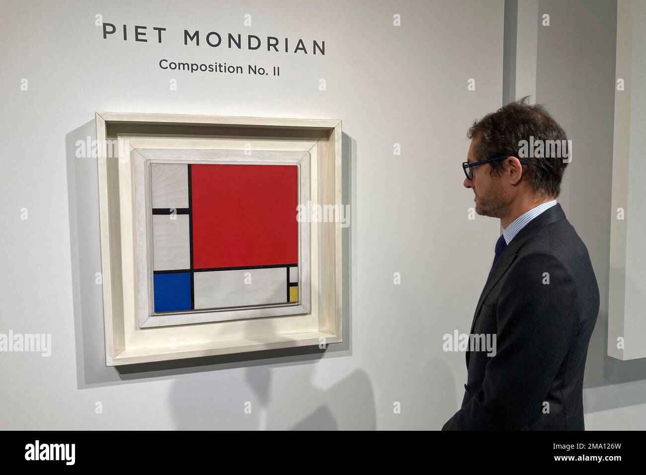 An artwork by Piet Mondrian titled "Composition No. II" from 1930 is on ...