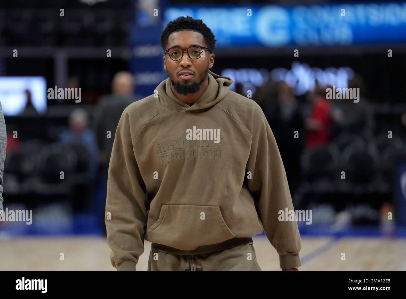 Cleveland Cavaliers guard Donovan Mitchell walks on the court after an ...