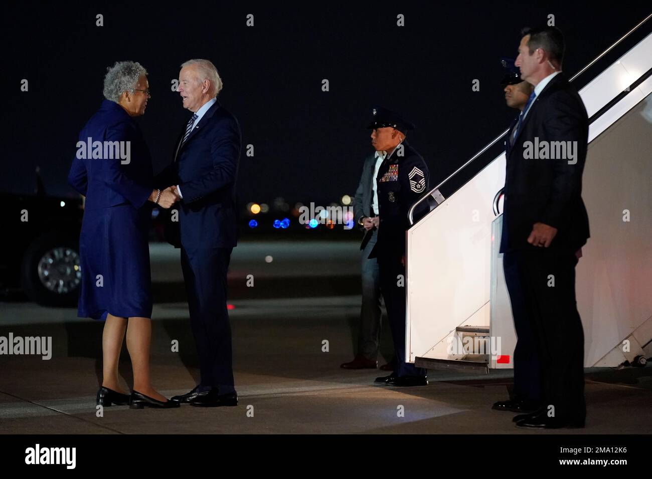 President Joe Biden greets Toni Preckwinkle, Cook County Board ...