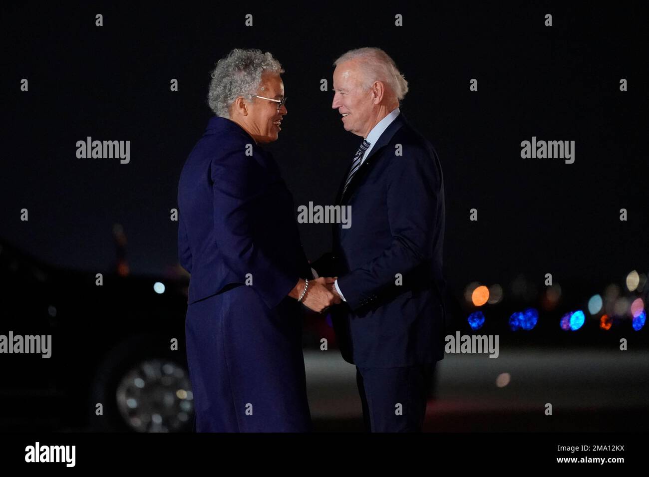 President Joe Biden greets Toni Preckwinkle, Cook County Board ...