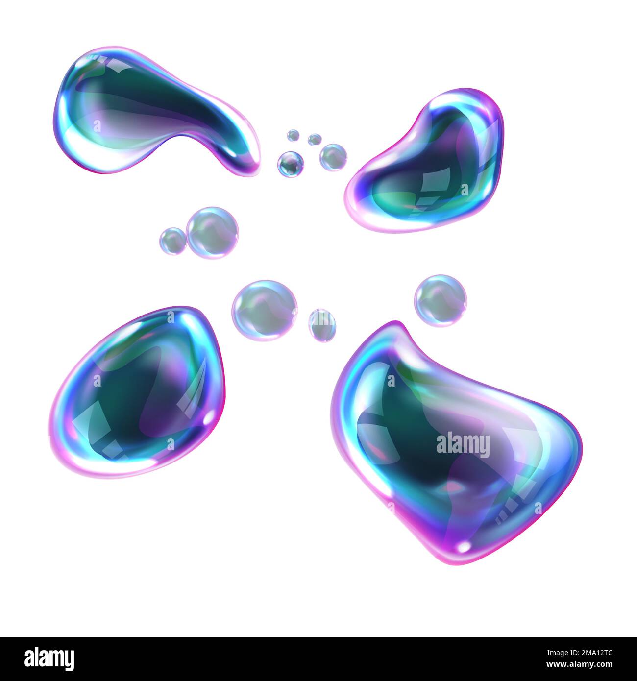 Bursting soap bubbles realistic vector, transparent air sphere of ...