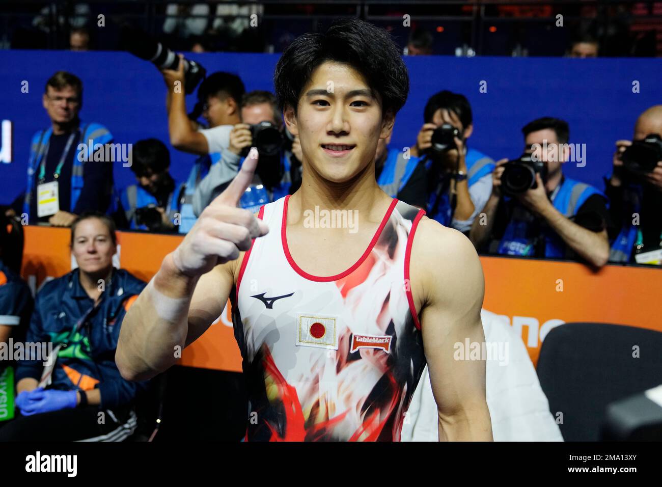 Daiki Hashimoto of Japan celebrates as he won the gold medal at the Men ...