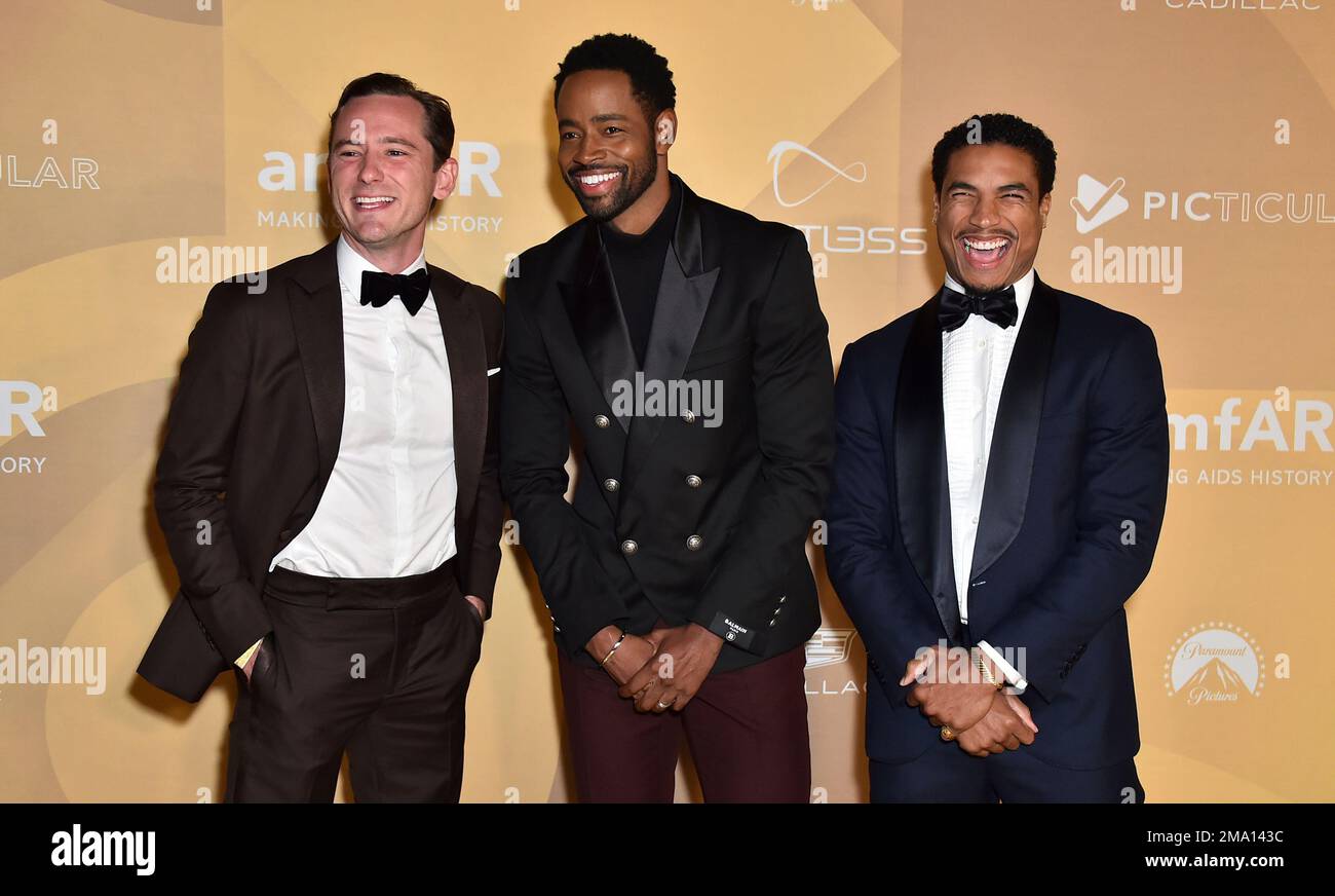 Lewis Pullman, Jay Ellis and Tarzan Davis arrive at the amfAR Gala Los ...