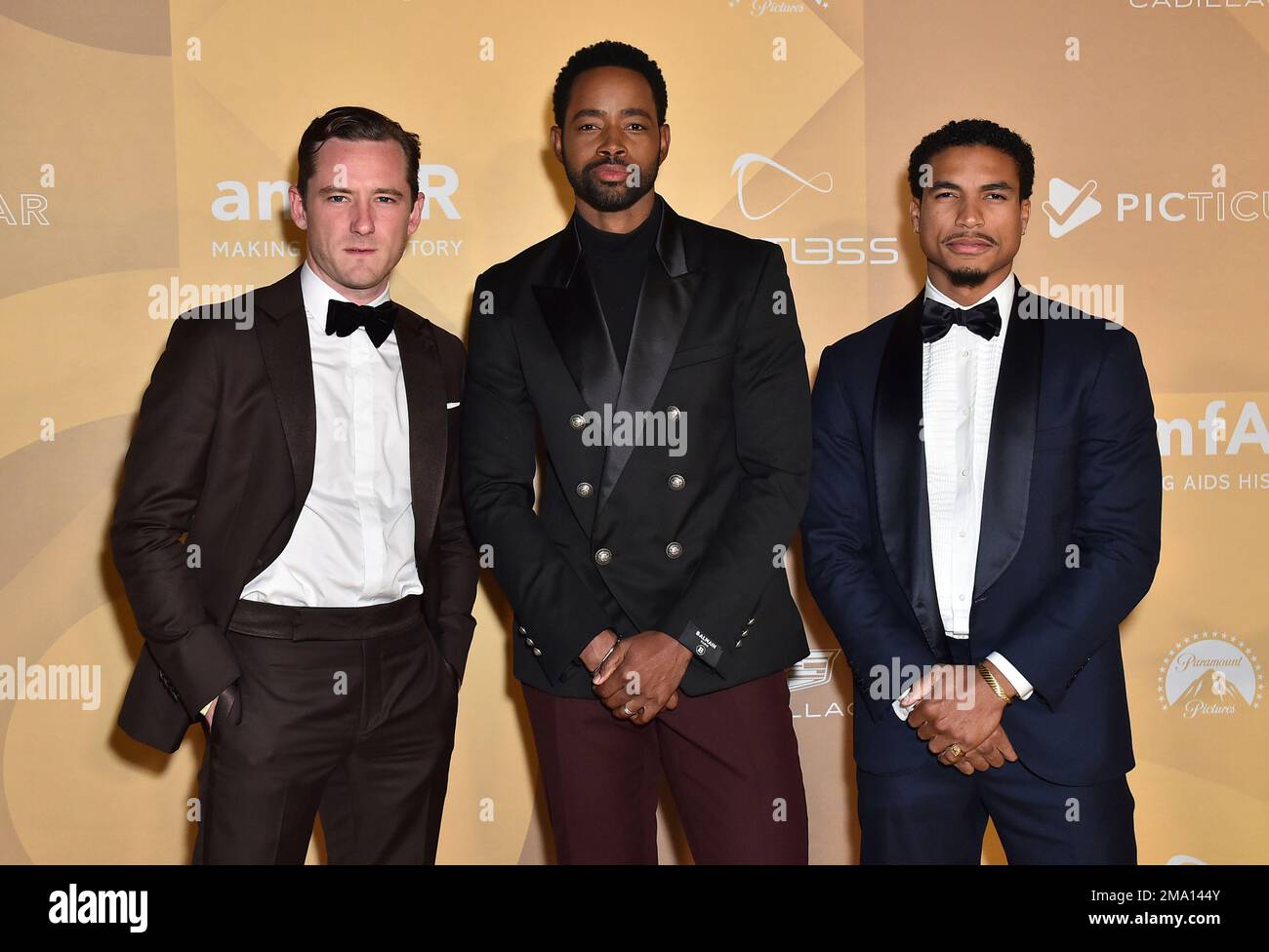 Lewis Pullman, Jay Ellis and Tarzan Davis arrive at the amfAR Gala Los ...